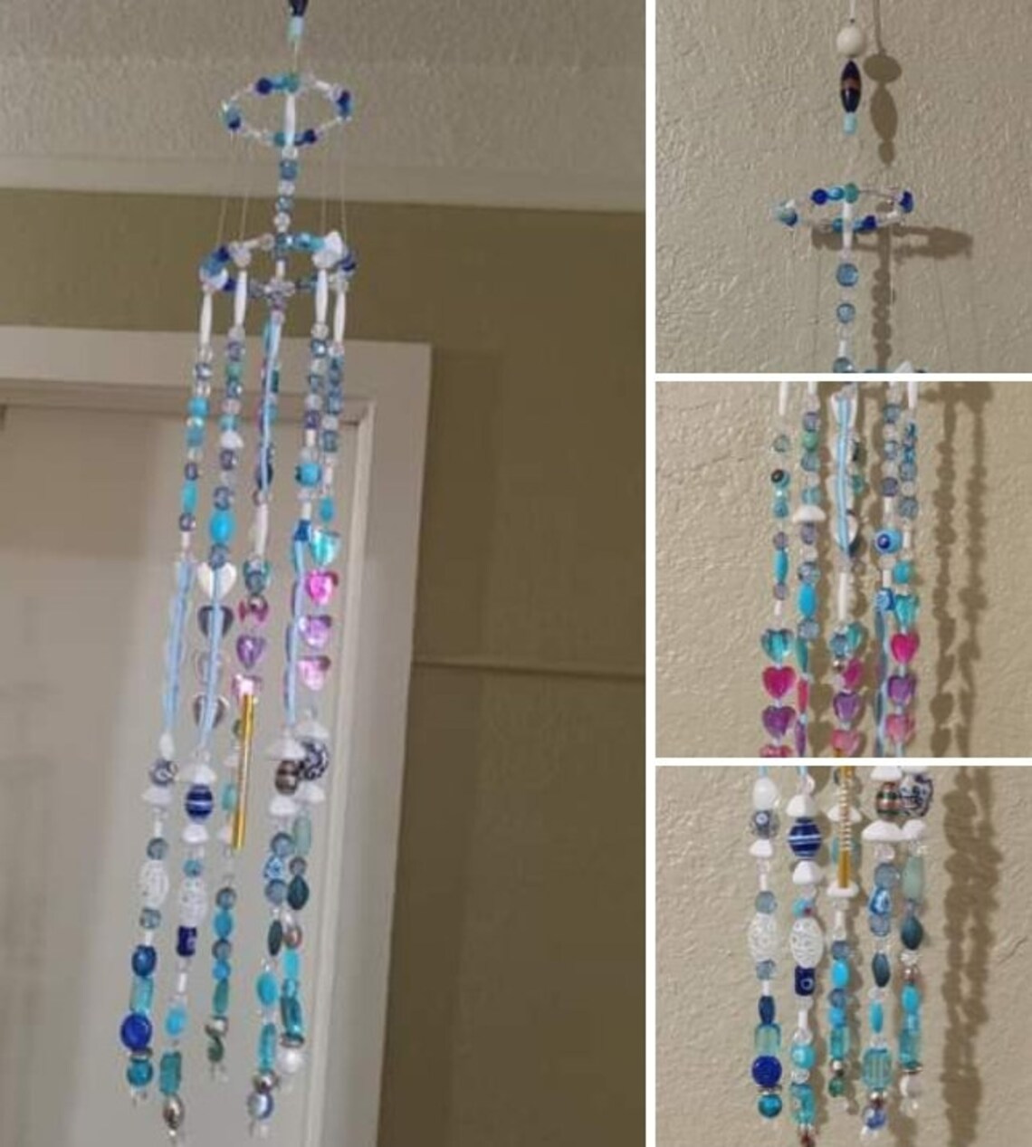 Home Decor Wind Chimes 6 String Design Acrylic Beads, Metal Design ...