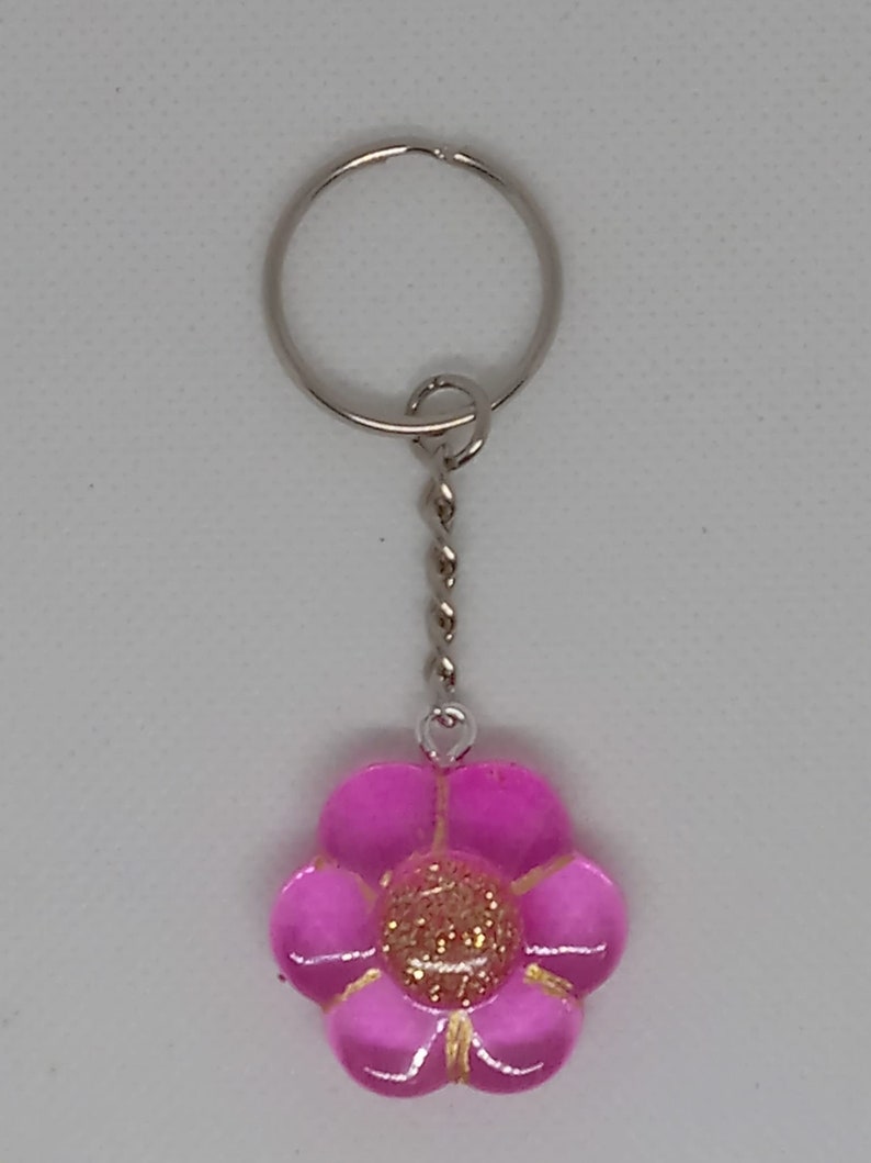 Keychains-flower Design- Resin Art- Color: Red, Blue, Fuschia- Flower ...