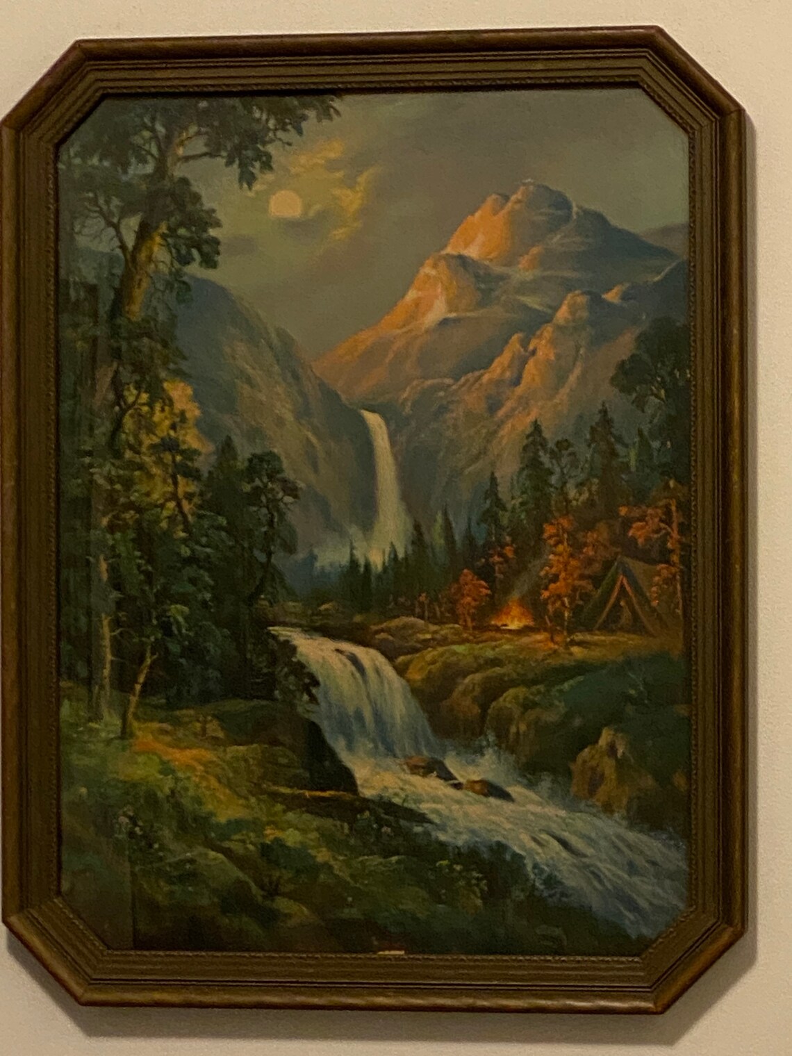 Vintage Waterfall by Moonlight - Etsy