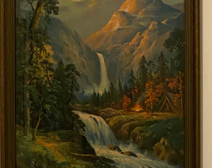 Vintage Waterfall by Moonlight - Etsy