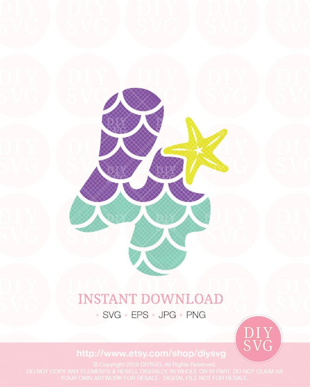Mermaid Number Svg Mermaid Pattern Svg Mermaid Svg Number 4 Svg Mermaid ...