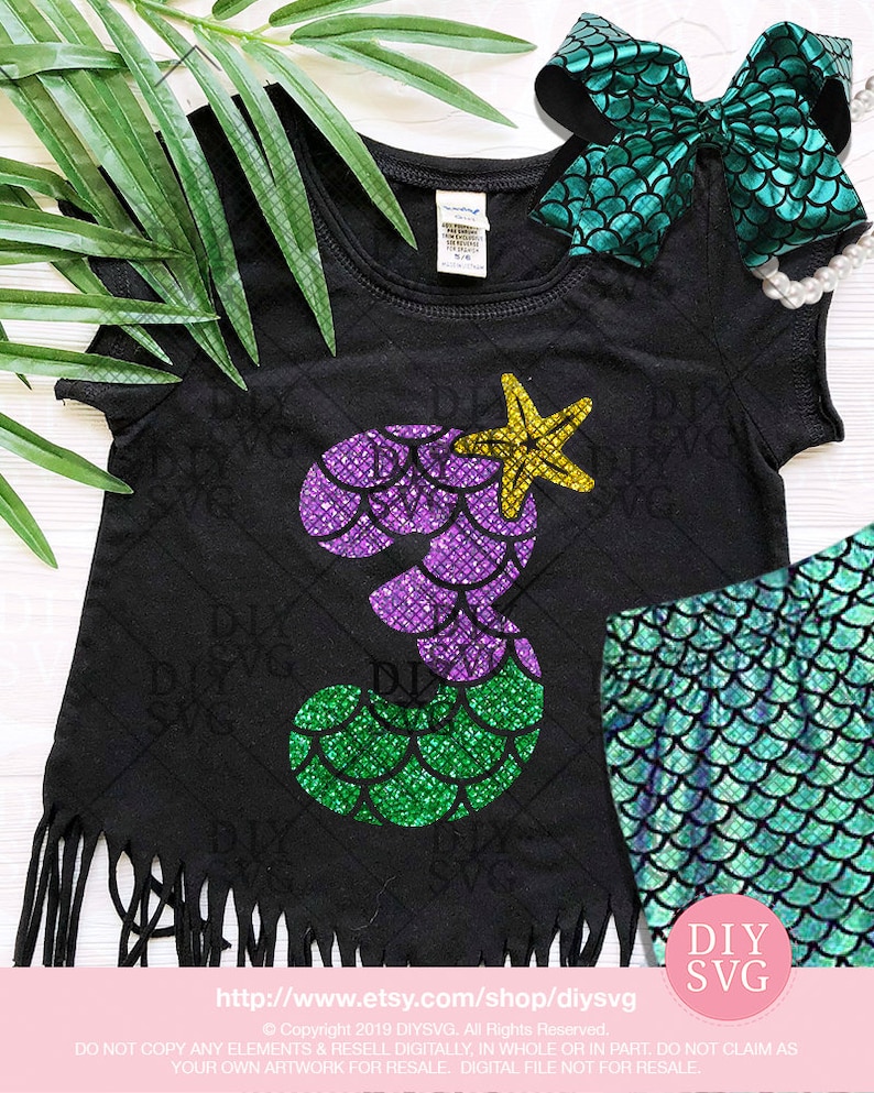 Mermaid Number Svg Mermaid Pattern Svg Mermaid Svg Number 3 - Etsy