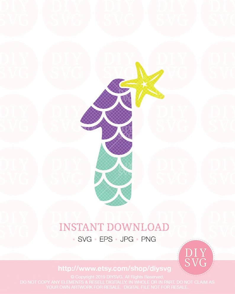 Mermaid Number Svg Mermaid Pattern Svg Mermaid Svg Number 1 - Etsy