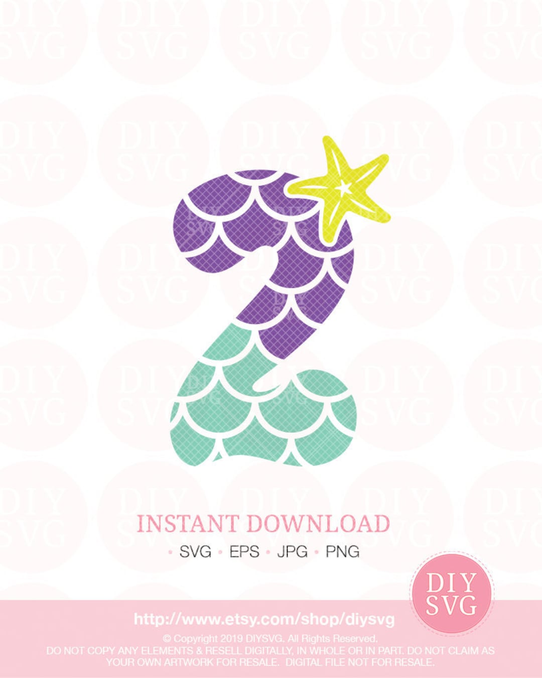 Mermaid Number Svg Mermaid Pattern Svg Mermaid Svg Number 2 Svg Mermaid ...