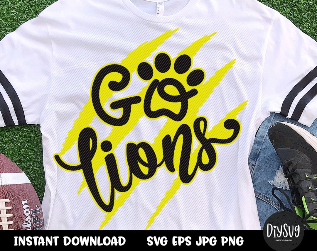 Go Lions, Lions Svg, Lions Team Svg, Football Svg, Lion Paw, Football ...