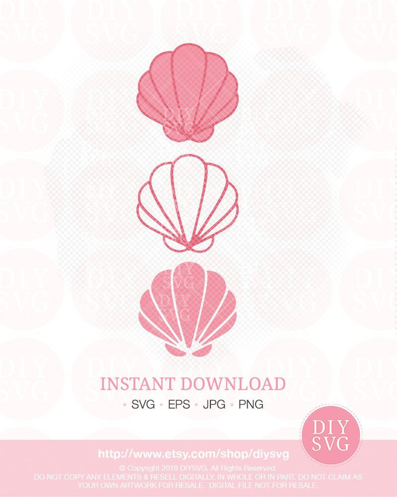 Seashell Svg Mermaid Shell Seashell Silhouette Seashell Png | Etsy