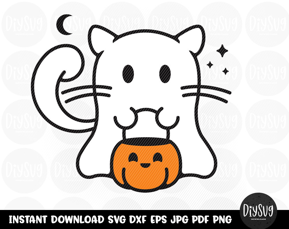 Spooky Svg Halloween Svg Ghost Cat Halloween Clipart | Etsy