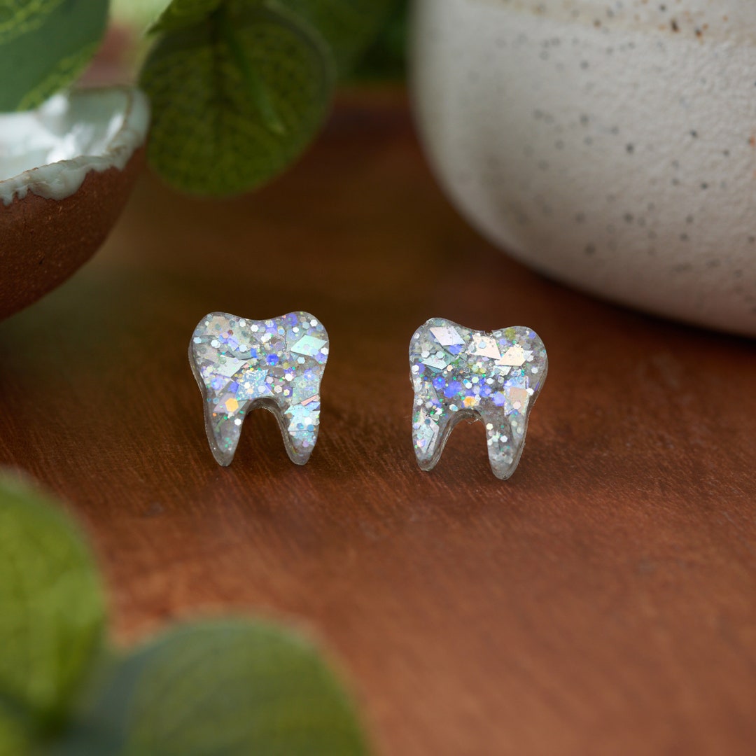 PLATINUM | Tooth Earrings | Single Set | Dental Hygienist, Dental ...