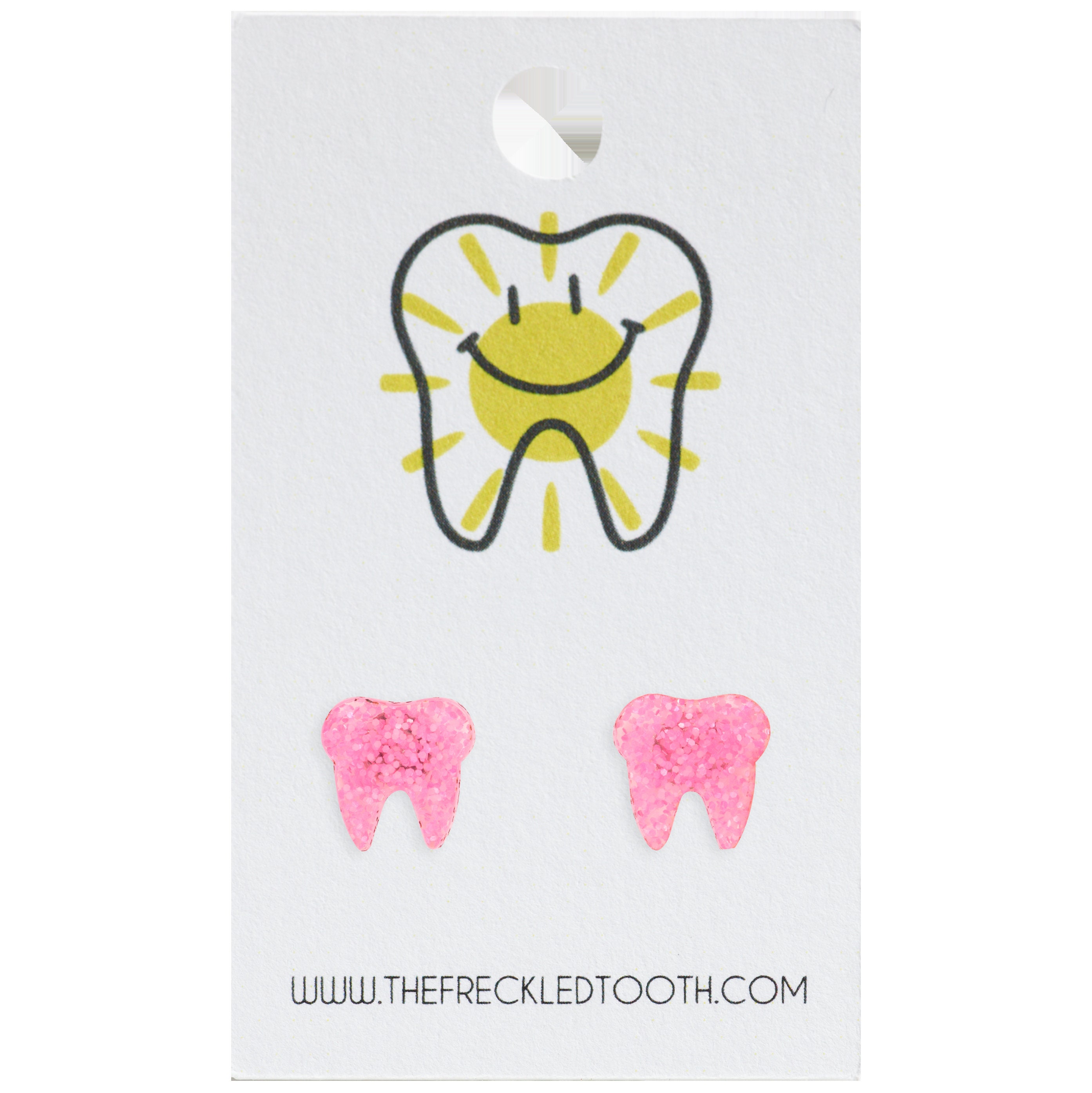 NEON PINK GLITTER | Tooth Earrings | Single Set | Dental Hygienist ...