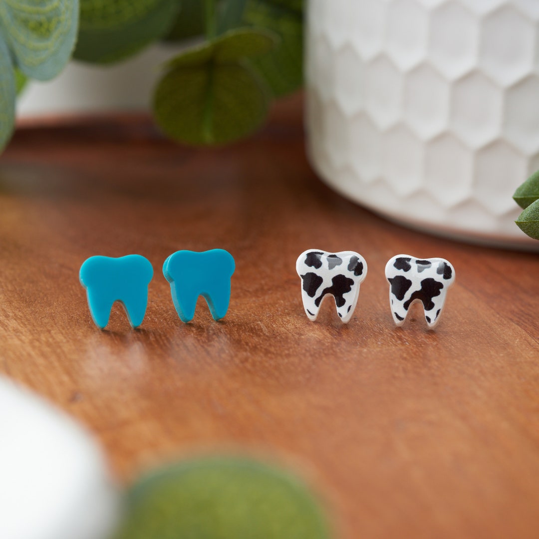 TEAL & COW | Tooth Earrings | Single Set | Dental Hygienist, Dental ...