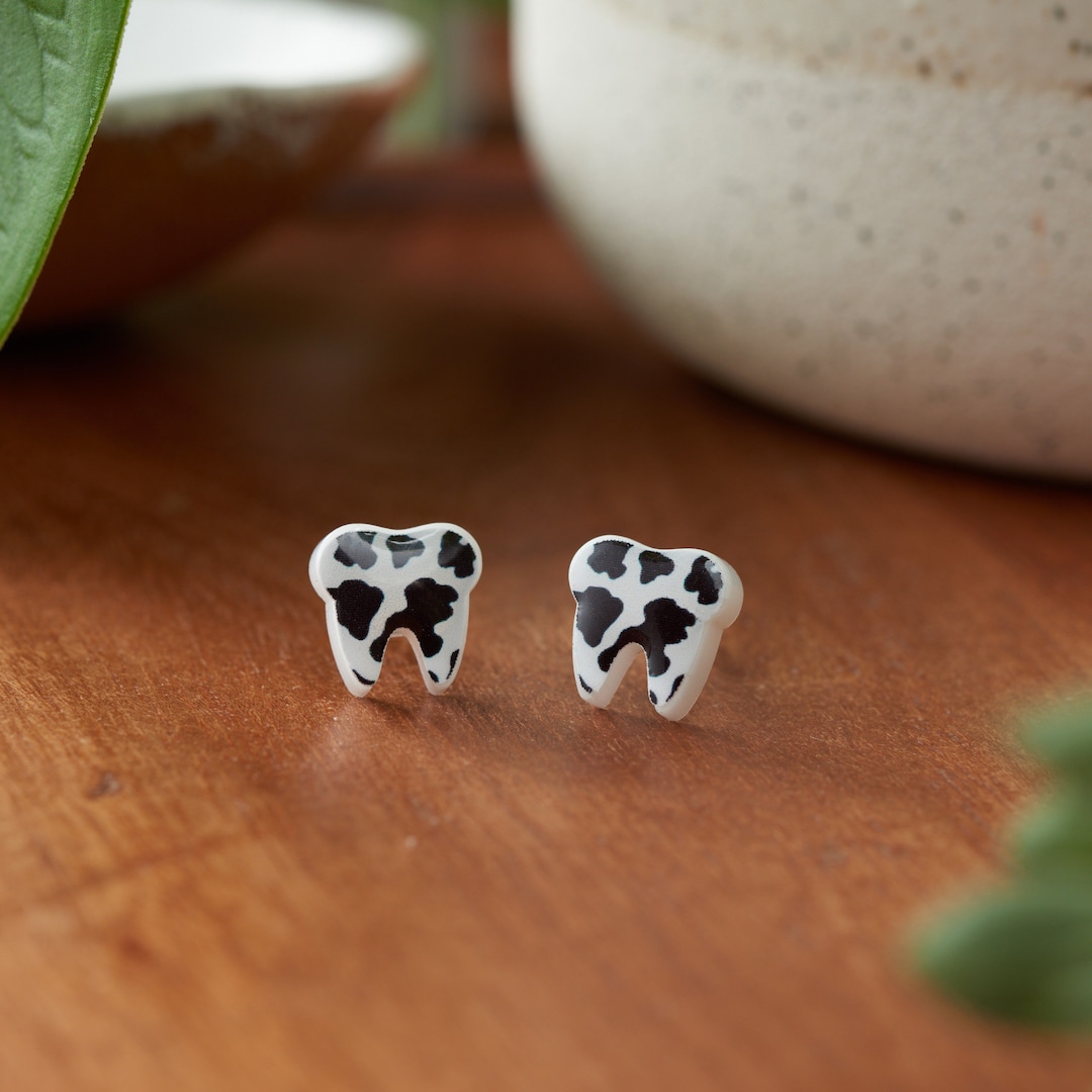 COW | Tooth Earrings | Single Set | Dental Hygienist, Dental Assistant ...
