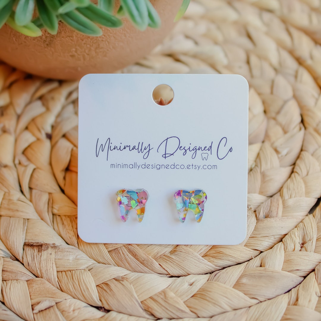 GOREGOUS GLITTER Tooth Earrings Single Set Dental Hygienist, Dental ...