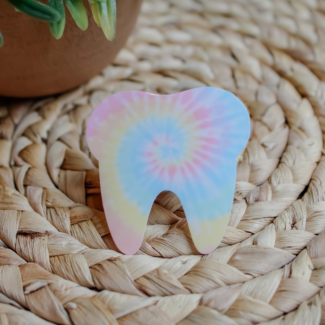 PASTEL TIE-DYE Tooth Sticker Water Resistant Glossy Dental Hygienist ...