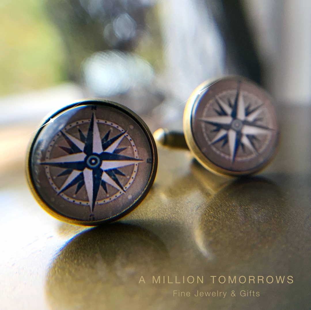 COMPASS ROSE CUFFLINKS Vintage Nautical Sailing Yacht Cufflinks Gift ...