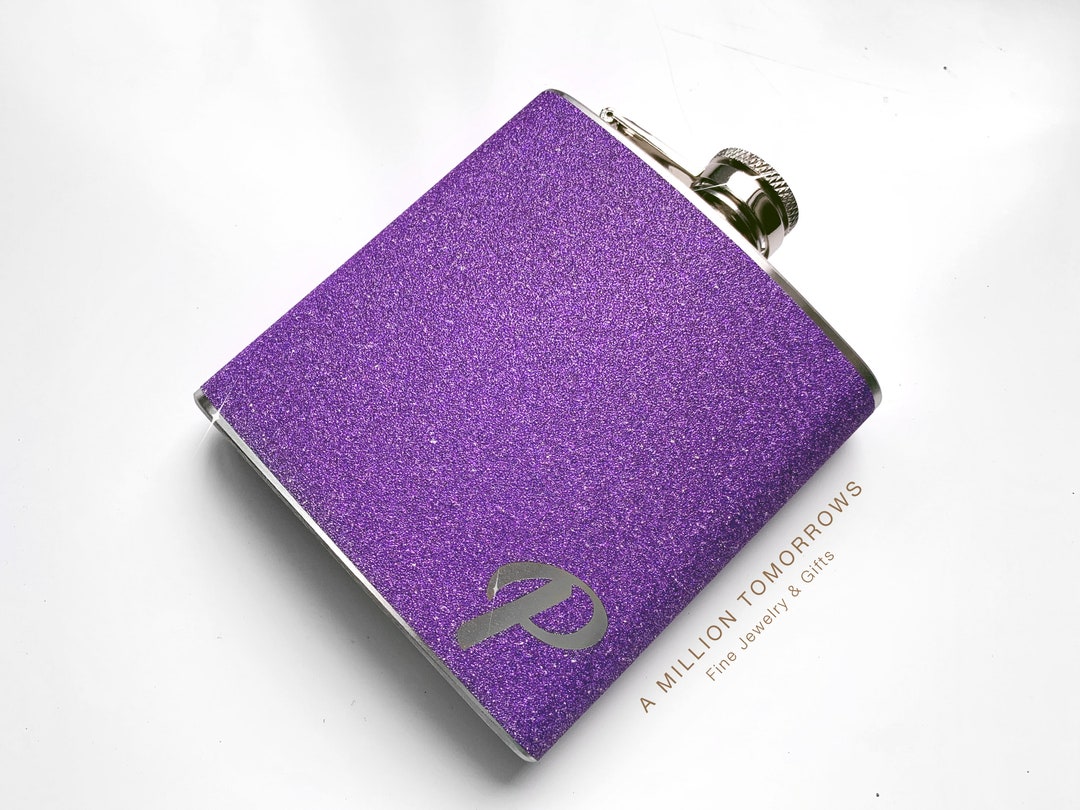 Personalized Monogrammed Cursive Initial Purple Glitter Rose Gold or ...