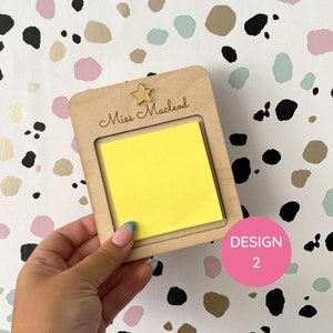 Personalised Wooden Teacher Post It Note Holder | Sticky Notes ...