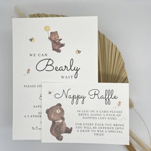 Teddy Bear Baby Shower Nappy Raffle Invitation Insert Add to Invite ...