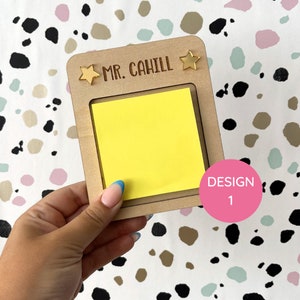 Personalised Wooden Teacher Post It Note Holder | Sticky Notes ...