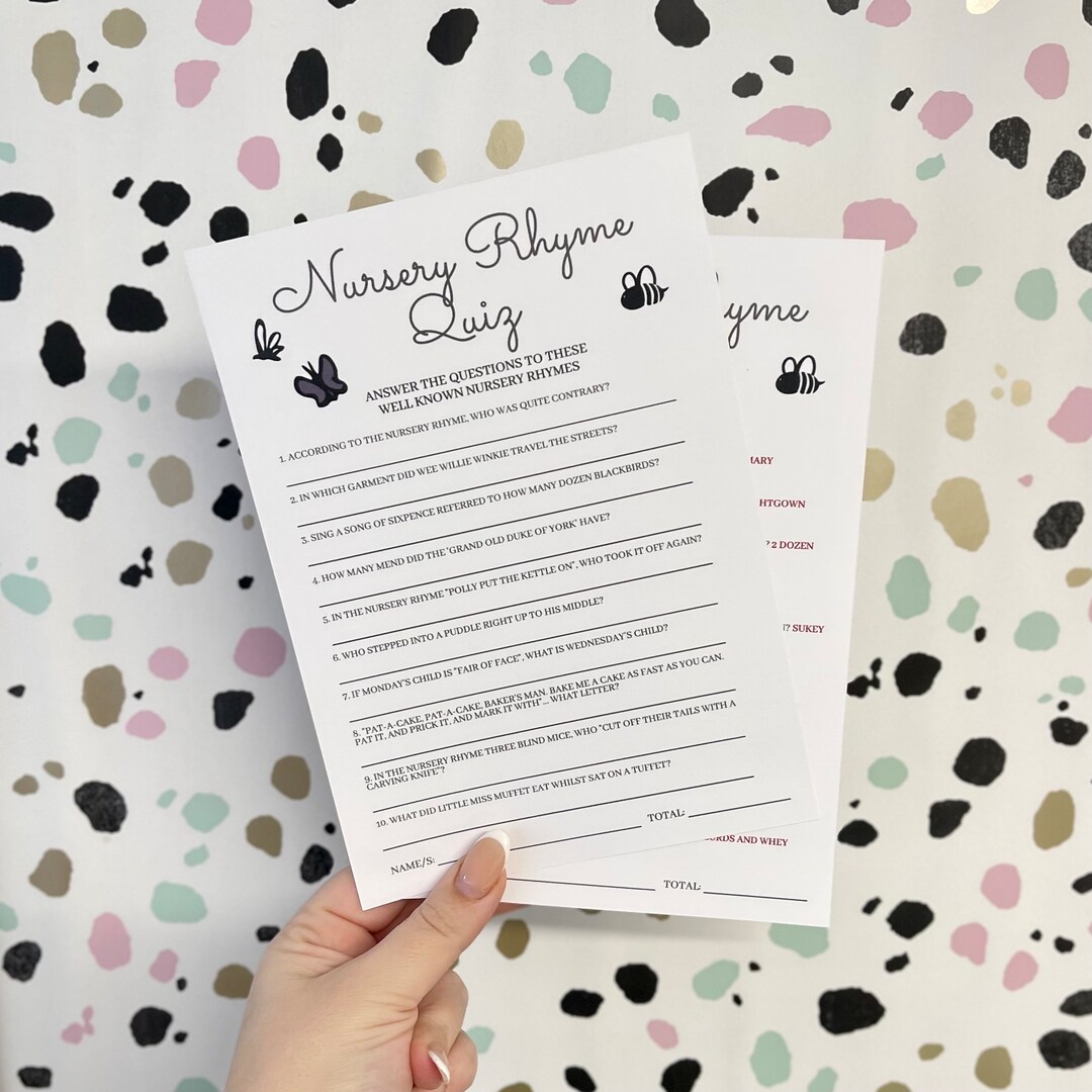 Winnie the Pooh Baby Shower Nursery Rhyme Quiz Game A5 Pack of 10 Baby ...