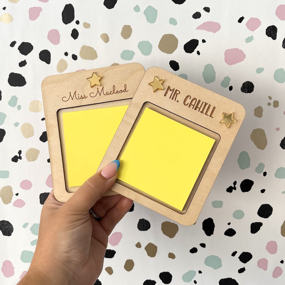 Personalised Wooden Teacher Post It Note Holder | Sticky Notes ...