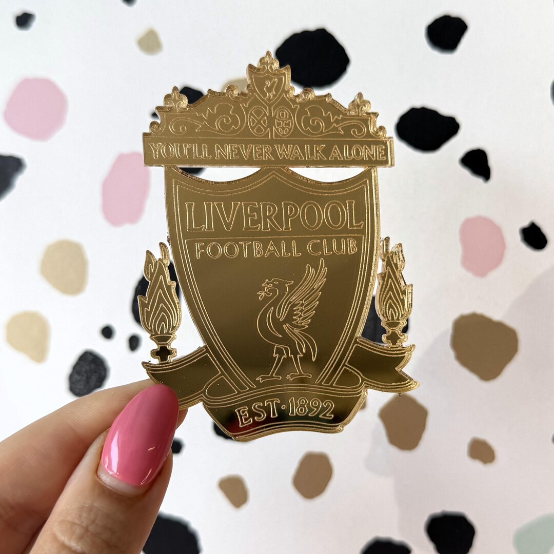 Liverpool FC Cake Topper Charm | Gold Mirror Acrylic Badge | Engraved ...