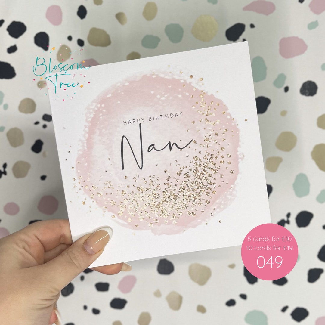 Happy Birthday Nan Card Nan Birthday Card Card for Nan Ladies Card ...