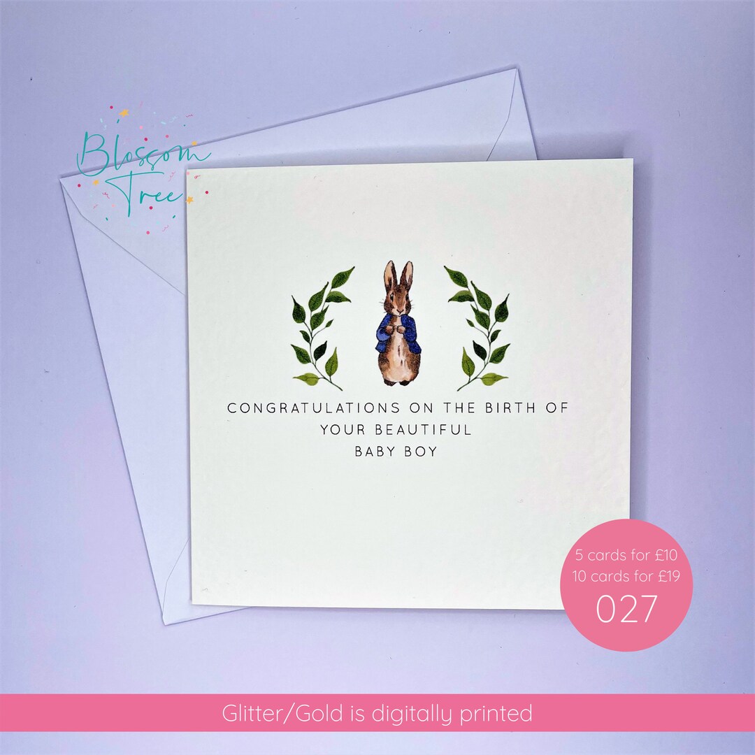 Newborn Card Peter Rabbit Card Congratulations on the - Etsy