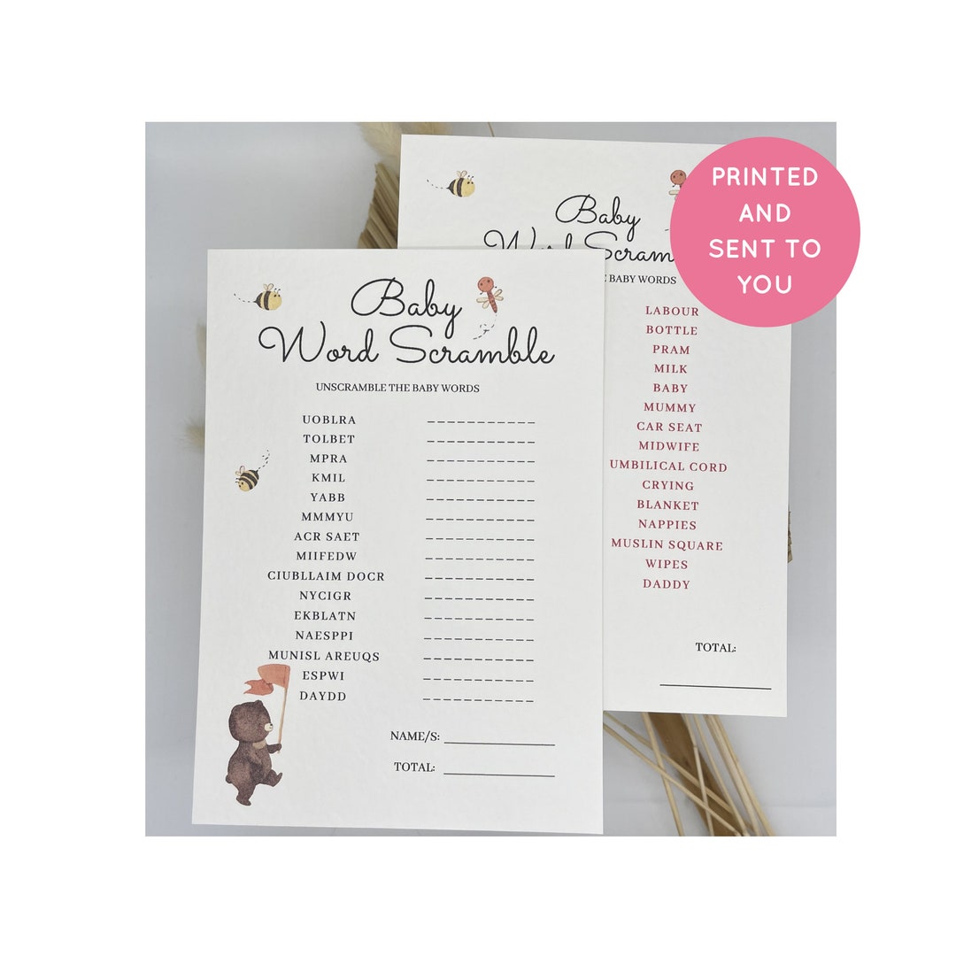 Teddy Bear Baby Shower Word Scramble Game Baby Shower - Etsy