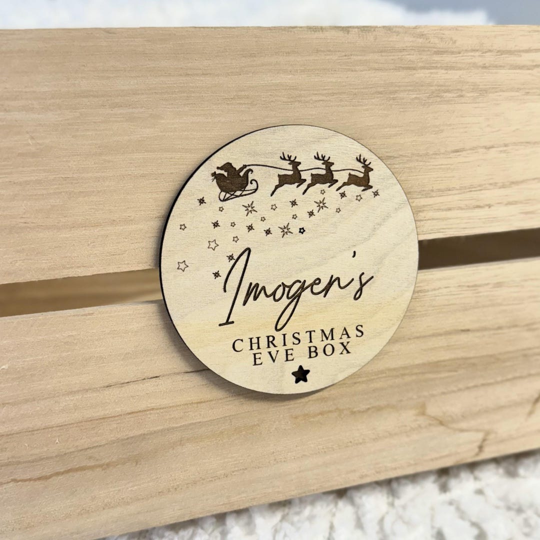 Personalised Engraved Christmas Box Label Sign | December Crate ...