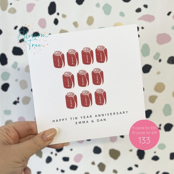 10 Year Anniversary Card | Tin Wedding Anniversary Card | - Etsy