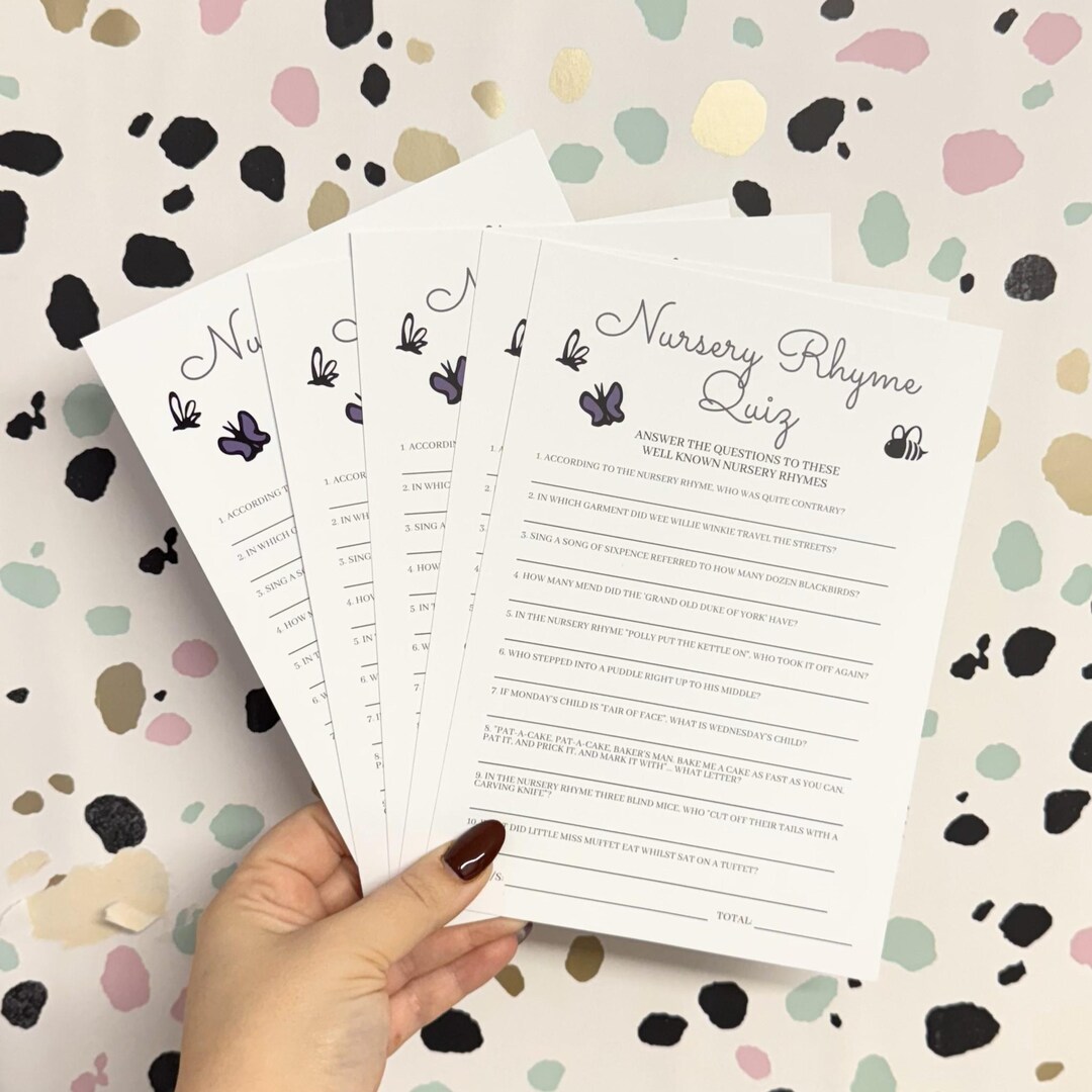 Winnie the Pooh Baby Shower Nursery Rhyme Quiz Game - A5 | Pack of 10 ...