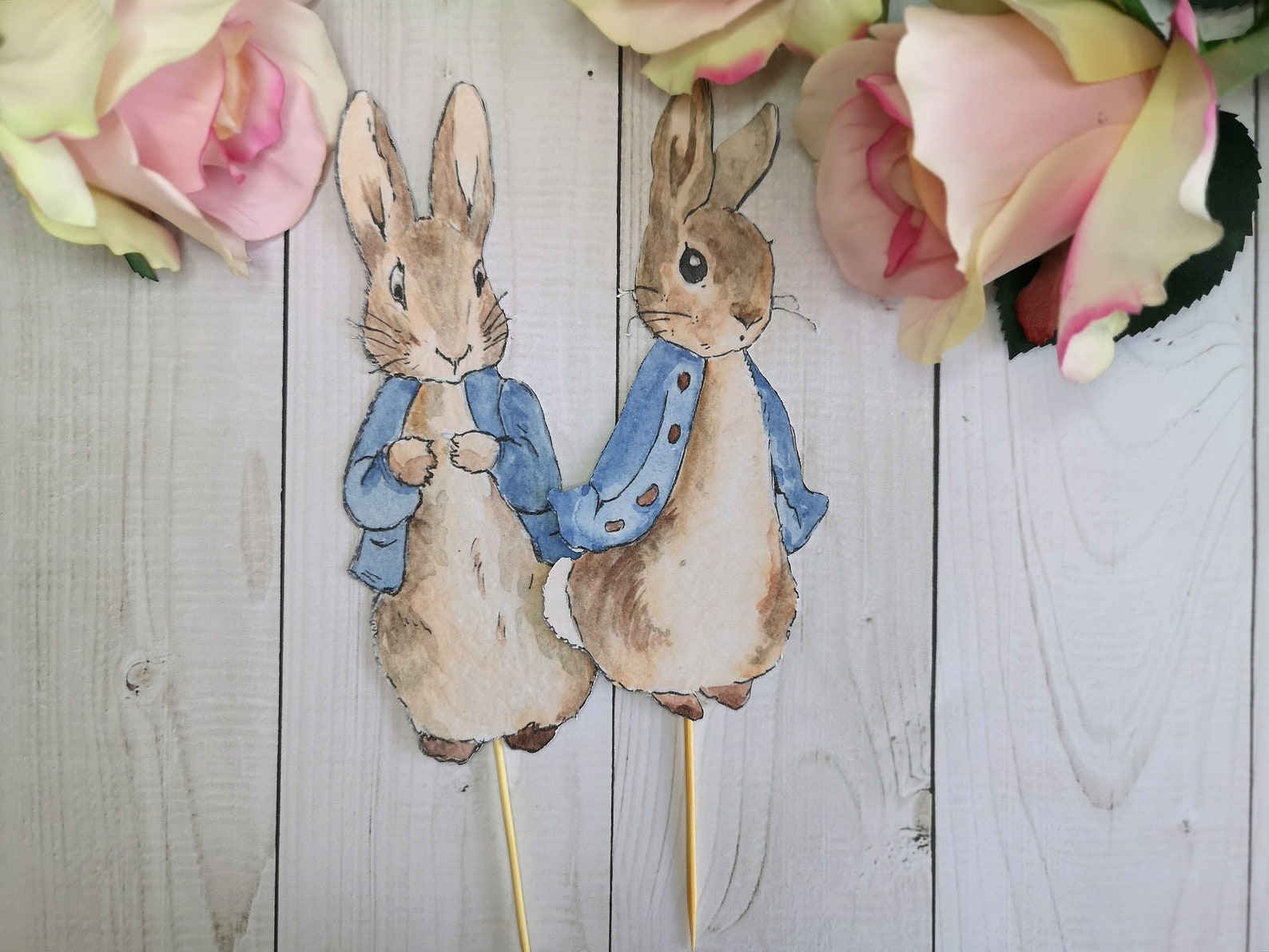2 Large Peter Rabbit Cake Toppers Cake Topper Baby Shower - Etsy UK