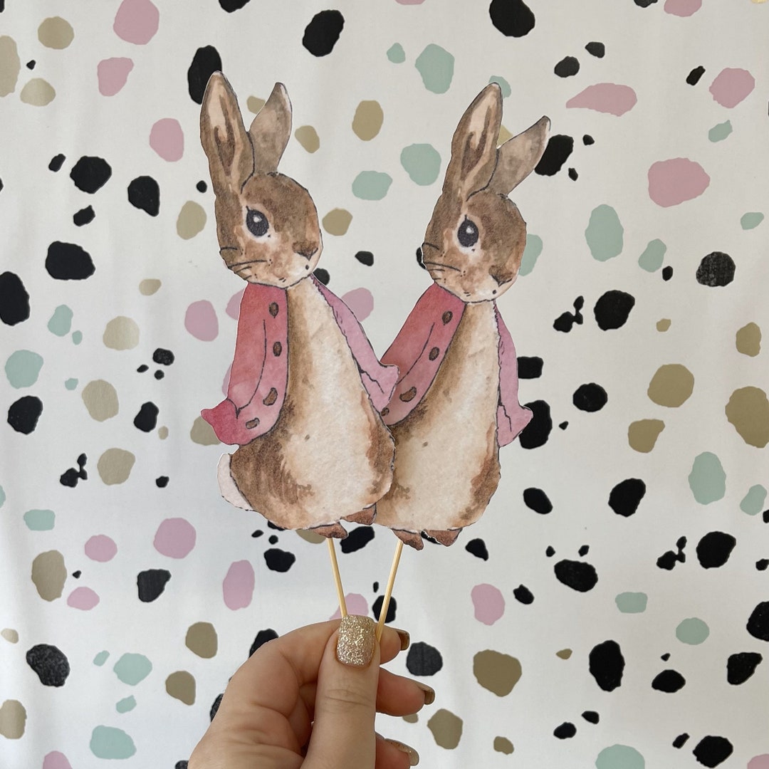 2 Large Flopsy Pink Peter Rabbit Cake Toppers Cake Topper Baby Shower ...
