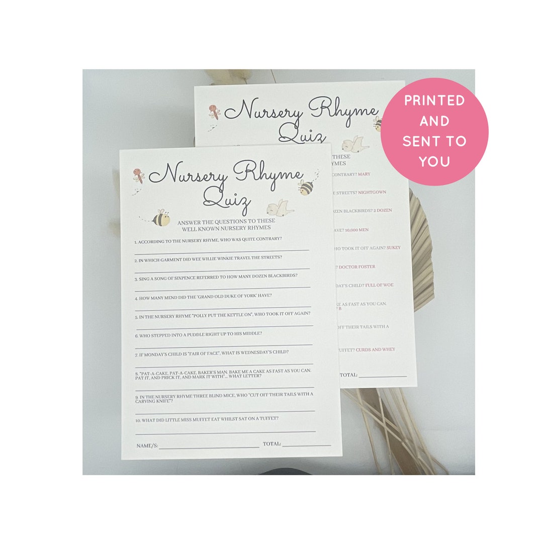 Teddy Bear Baby Shower Nursery Rhyme Game Baby Shower Multipack for 10 ...