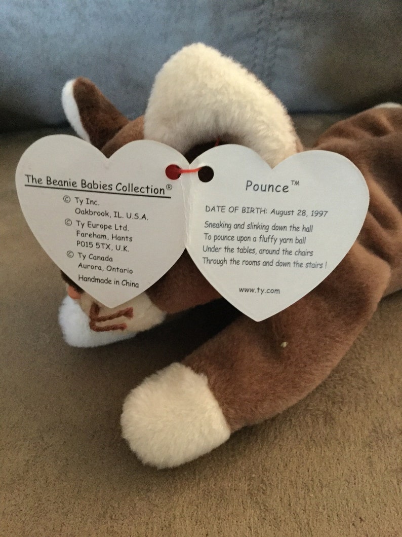 Ty Pounce Dark Nose Ultra Rare Iconic Initial Issue New Pvc 1st Edition ...