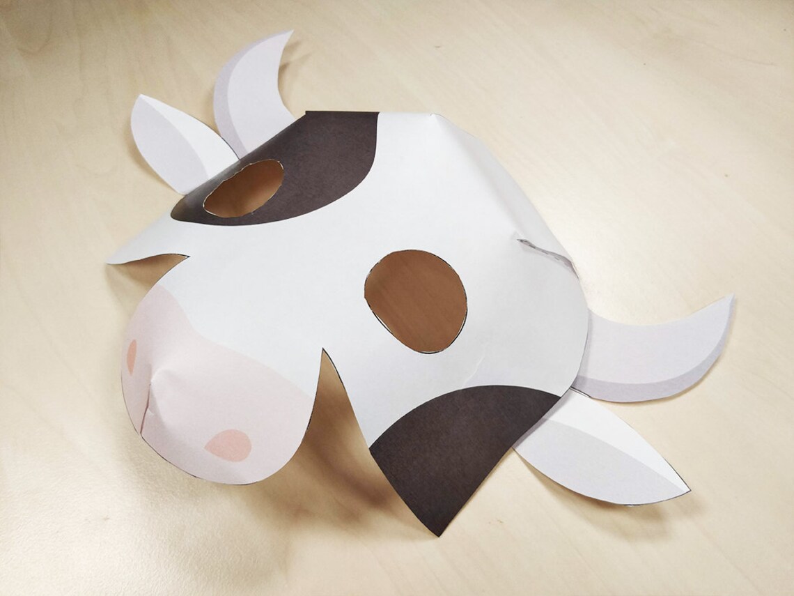 Cow Mask Printable Cow Costume Farm Animal Mask - Etsy