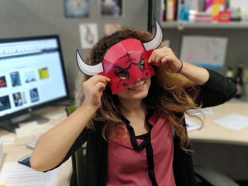 Bull Mask Printable Redbull Costume Farm Animal Mask Red Halloween - Etsy