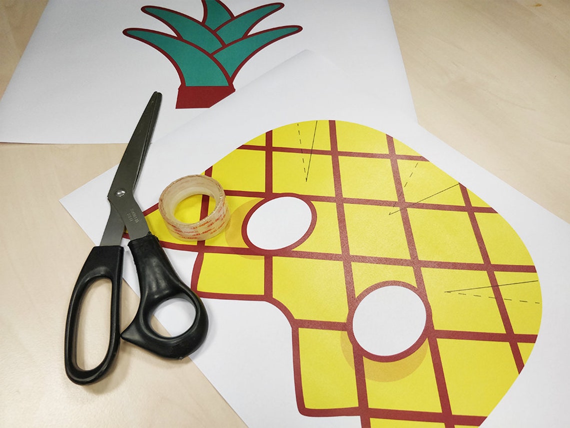 Pineapple Mask Printable Pineapple Costume Fruit Mask Yellow Halloween ...