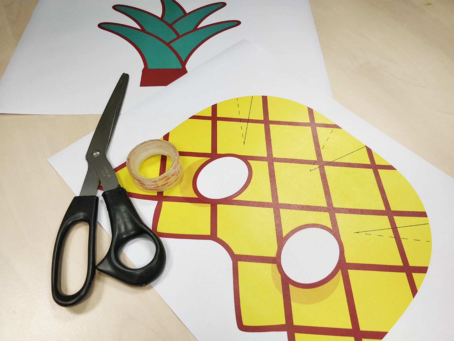 Pineapple Mask Printable Pineapple Costume Fruit Mask Yellow Halloween ...