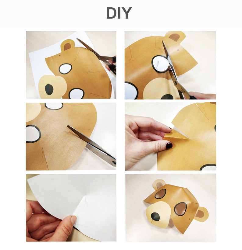 Bear Mask Printable Costume Safari Animal Mask Halloween - Etsy