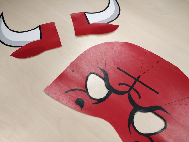 Bull Mask Printable Redbull Costume Farm Animal Mask Red Halloween - Etsy