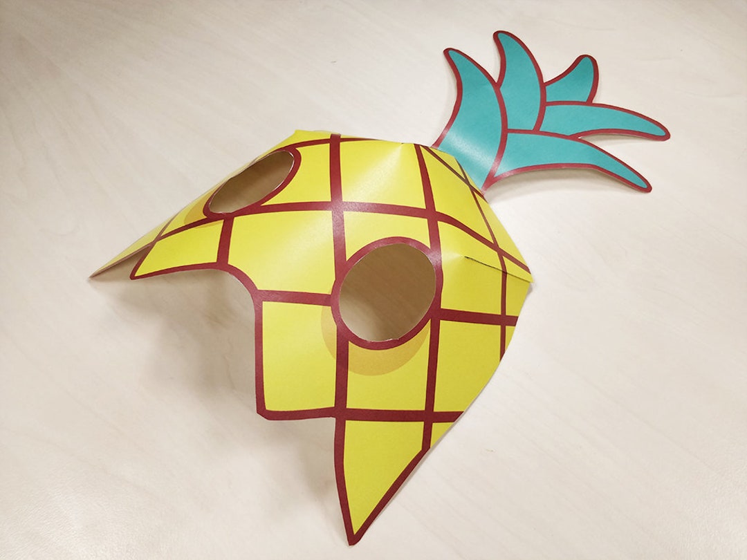 Pineapple Mask Printable Pineapple Costume Fruit Mask Yellow Halloween ...