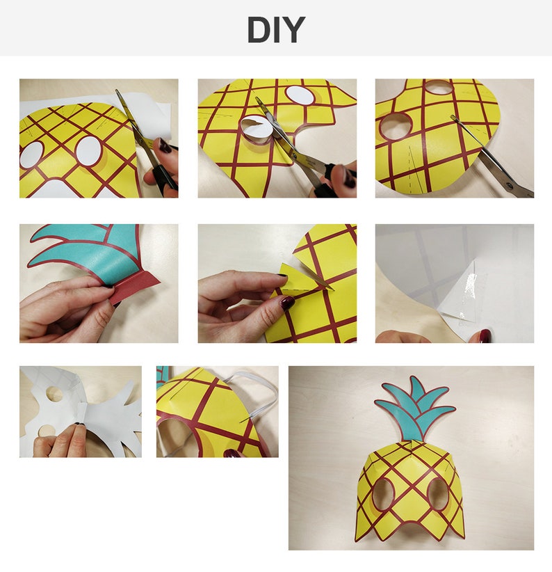 Pineapple Mask Printable Pineapple Costume Fruit Mask Yellow Halloween ...