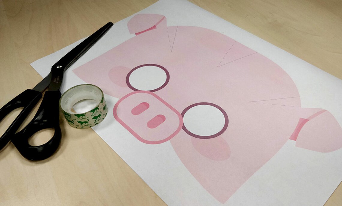 Pig Mask Printable Pig Costume Farm Animal Mask - Etsy Israel