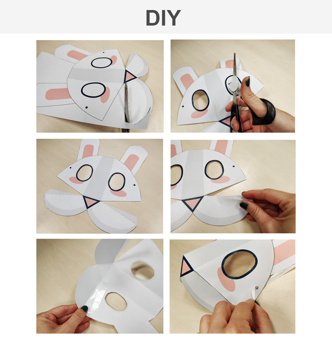 Rabbit Mask Printable Rabbit Costume Animal Mask Halloween | Etsy Israel