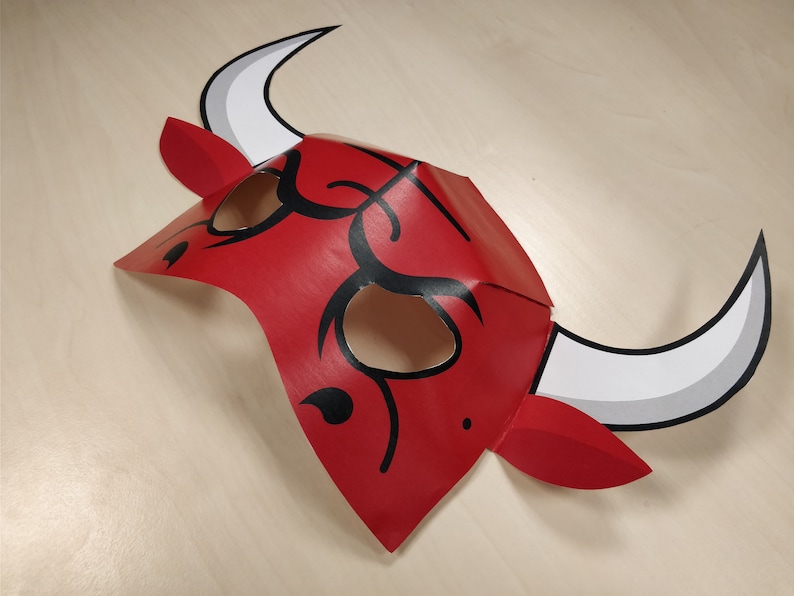 Bull Mask Printable Redbull Costume Farm Animal Mask Red Halloween - Etsy