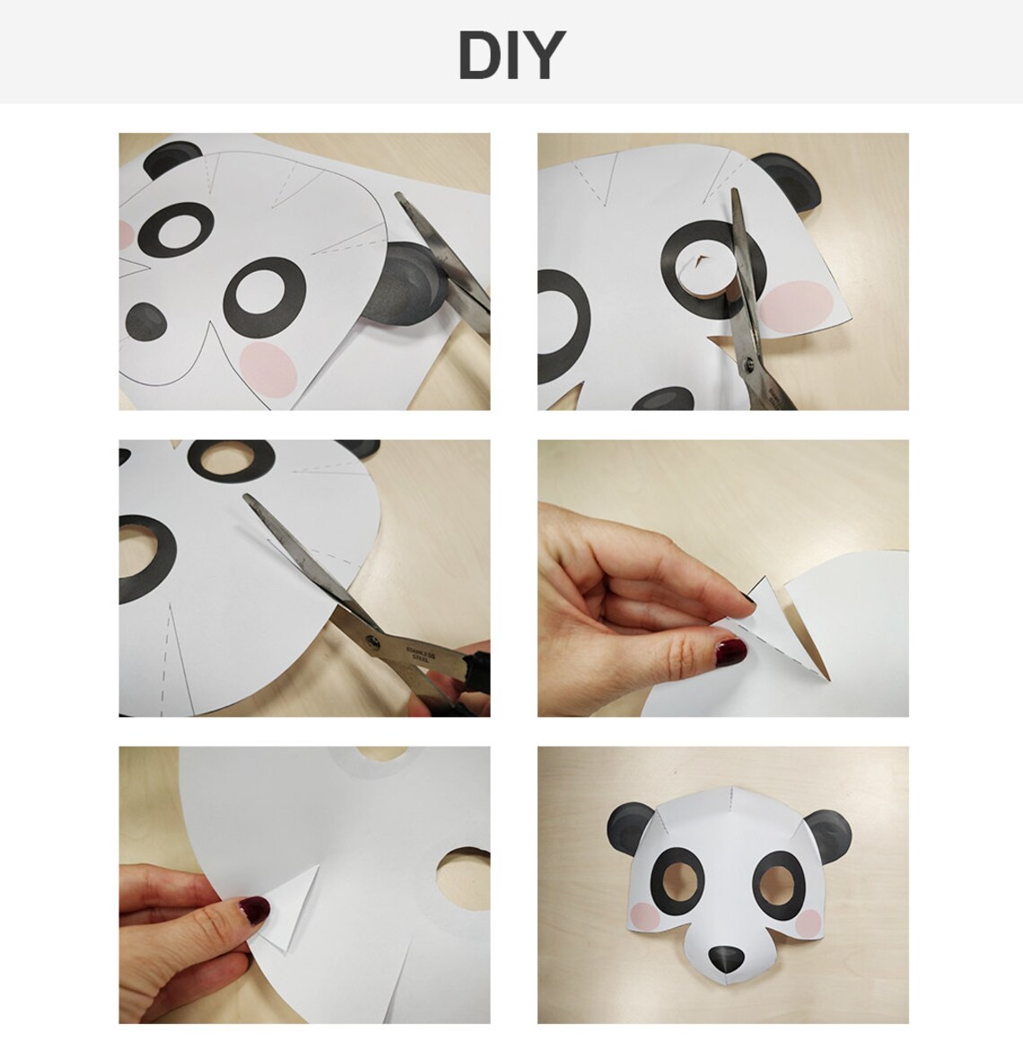 Panda Bear Mask Printable Panda Bear Costume Animal Mask Halloween - Etsy