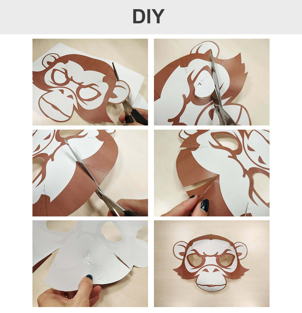 Monkey Mask Printable Ape Costume Safari Animal Mask - Etsy