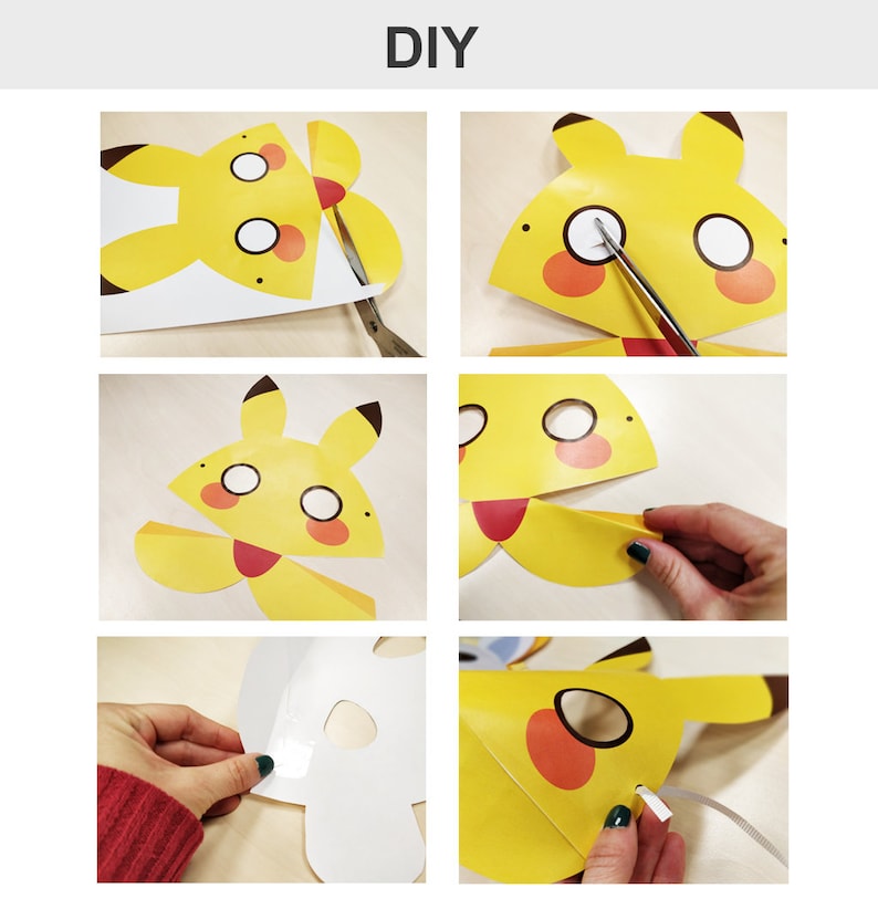 Pikachu Mask Printable: Kids & Adult Costume (digital Download) - Etsy