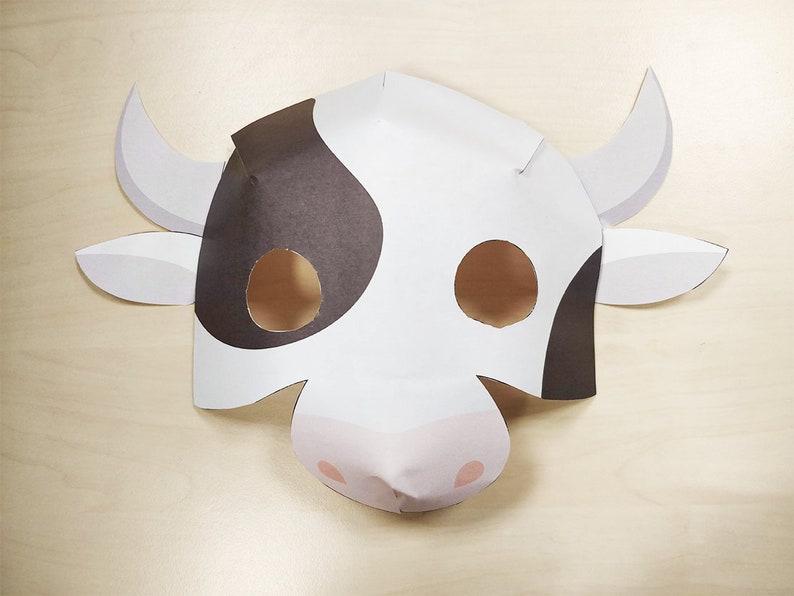 Cow Mask Printable Cow Costume Farm Animal Mask - Etsy